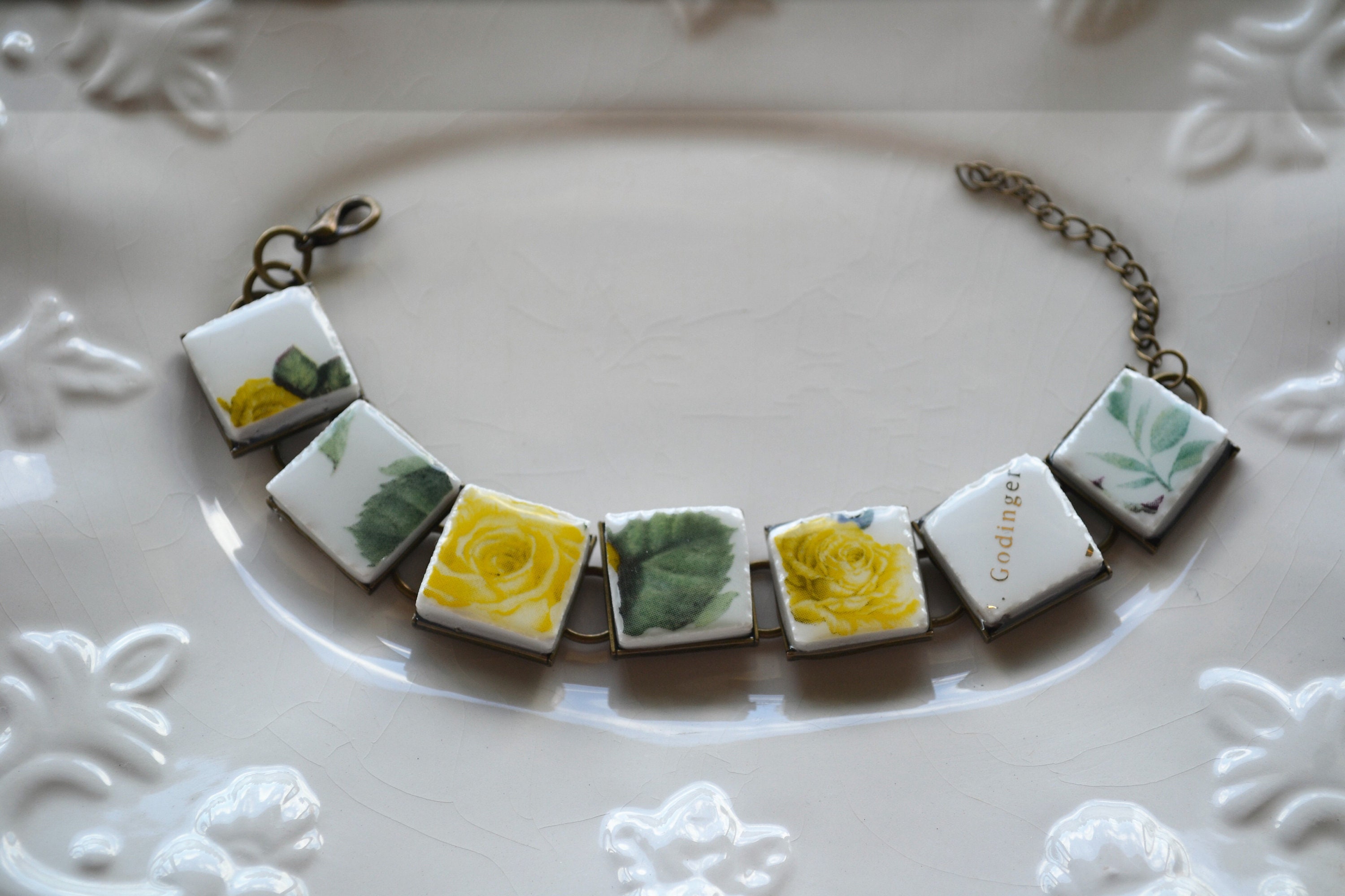 Yellow Rose Yellow Necklace Yellow Bracelet China Plates | Etsy