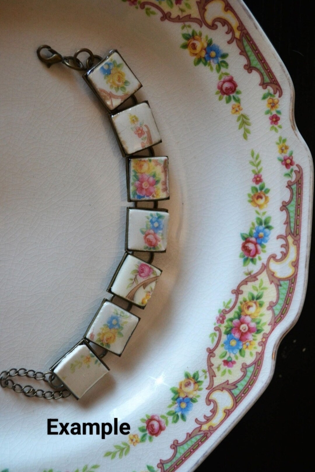 Broken China Shard Bracelet, Broken China Jewelry, Fine Bone China ...