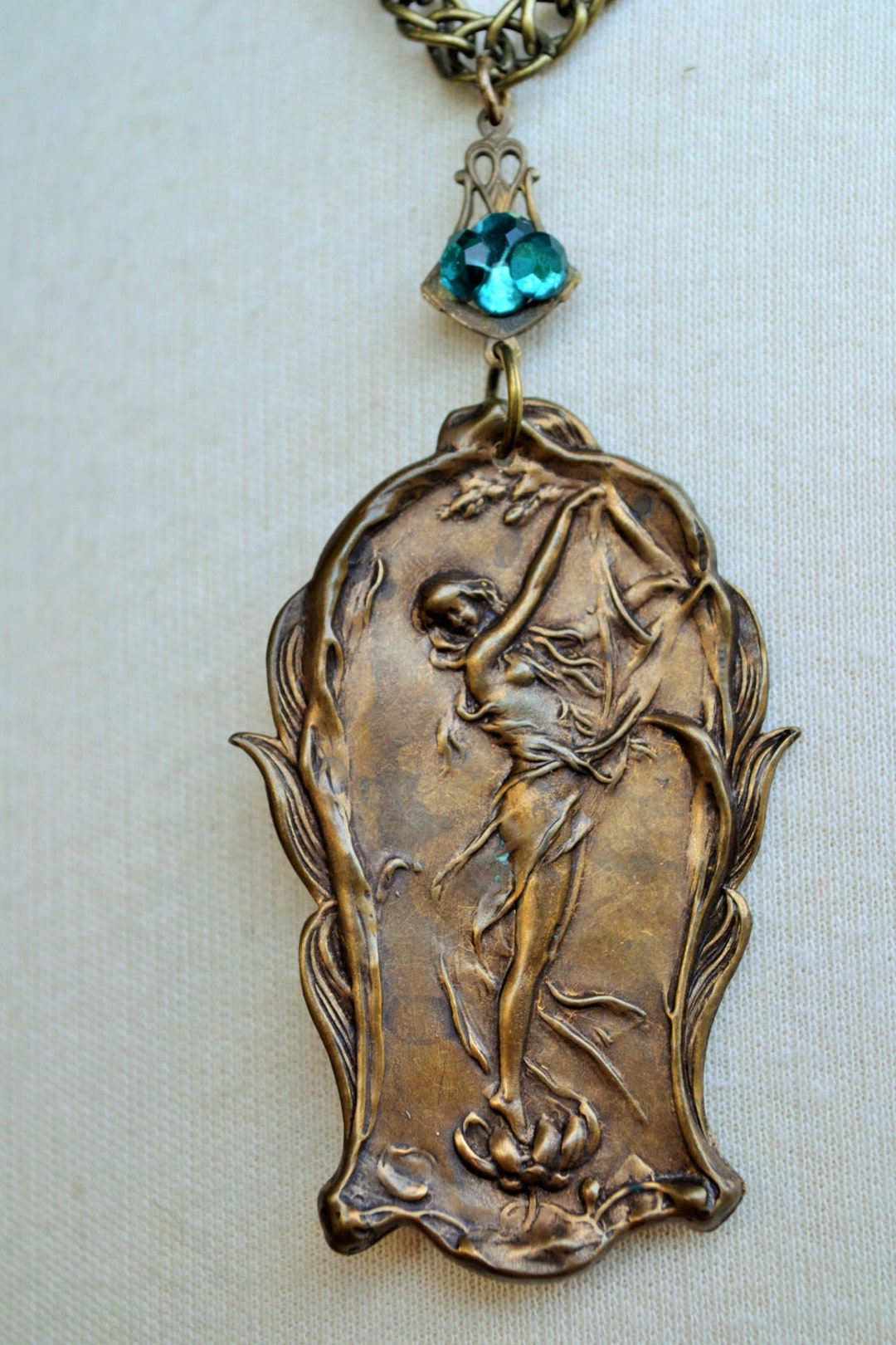 Vintage Assemblage Nymph Fairy Pendant, Layered Necklace, Vintage Brass ...