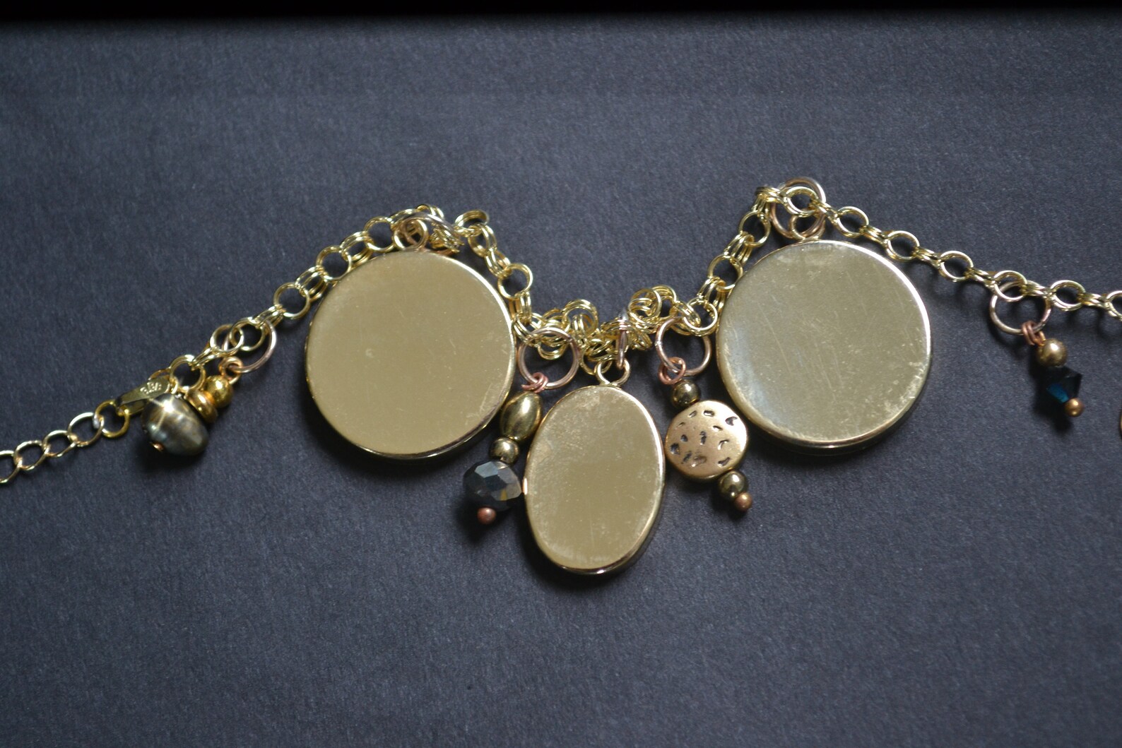 Gold Charm Bracelet, 14k Gold Bracelet, 14k Gold Bezel, Gold Pendant ...