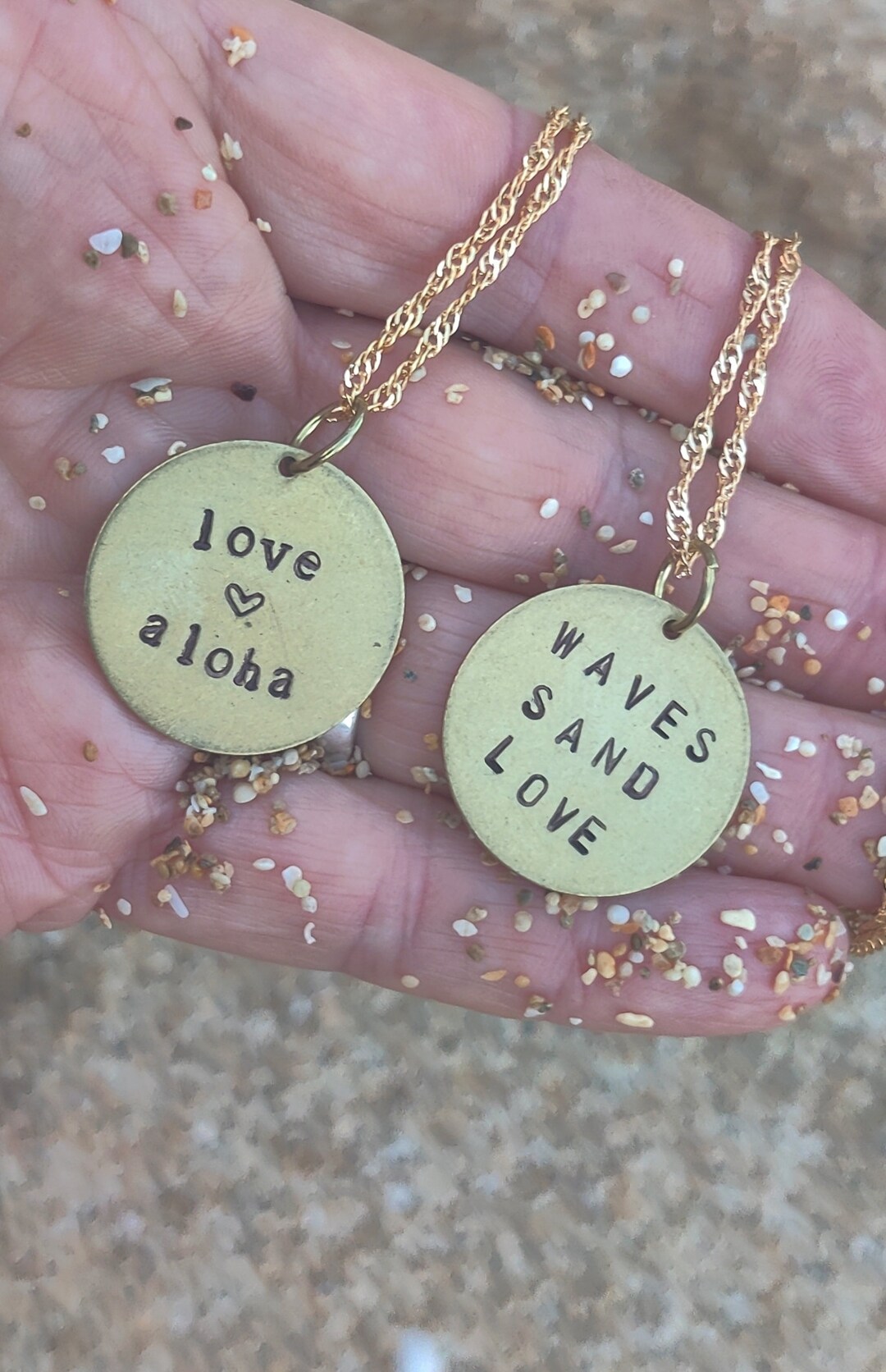 Custom Message Coin, Peace Love Surf, Waves Sand Love Coin Charm ...