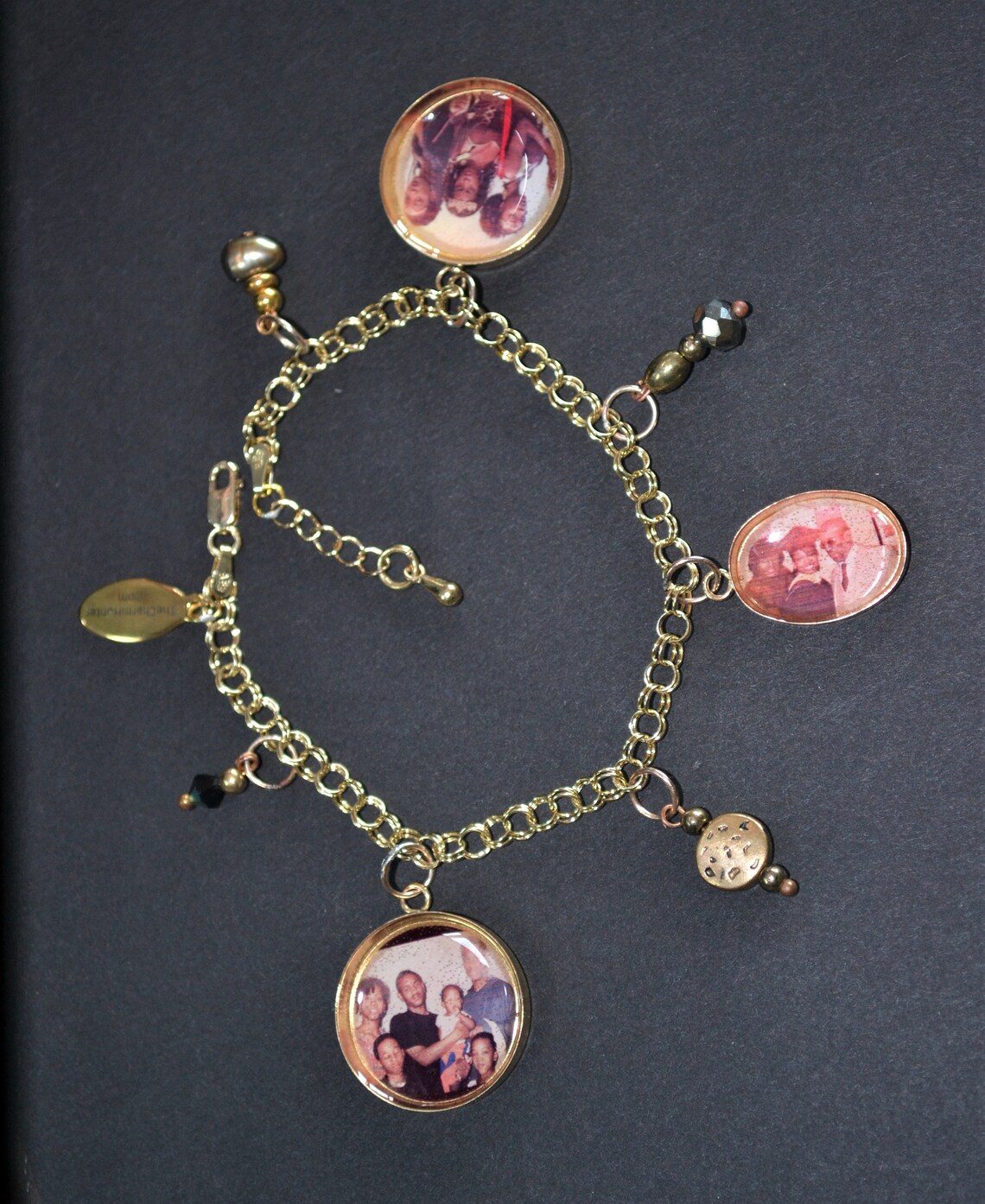 Gold Charm Bracelet, 14k Gold Bracelet, 14k Gold Bezel, Gold Pendant ...