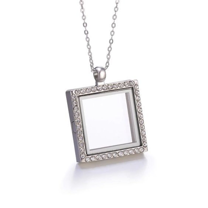 Square Glass Photo Frame Memory Locket Floating Open Locket | Etsy