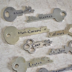 Authentic Vintage Key Necklace, Custom Keys, Hand Stamped Engraved ...