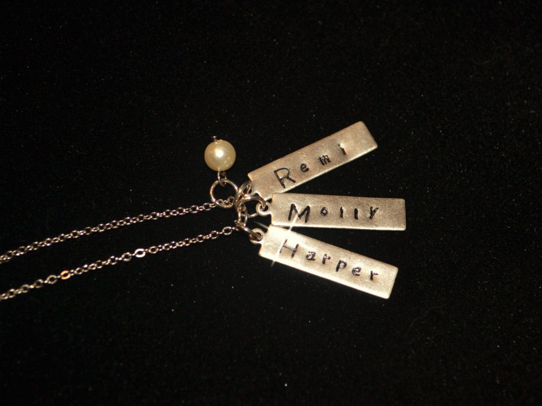 Hand Stamped Tags, Hand Stamped Charm Necklace, Name Tags, Date Tags ...