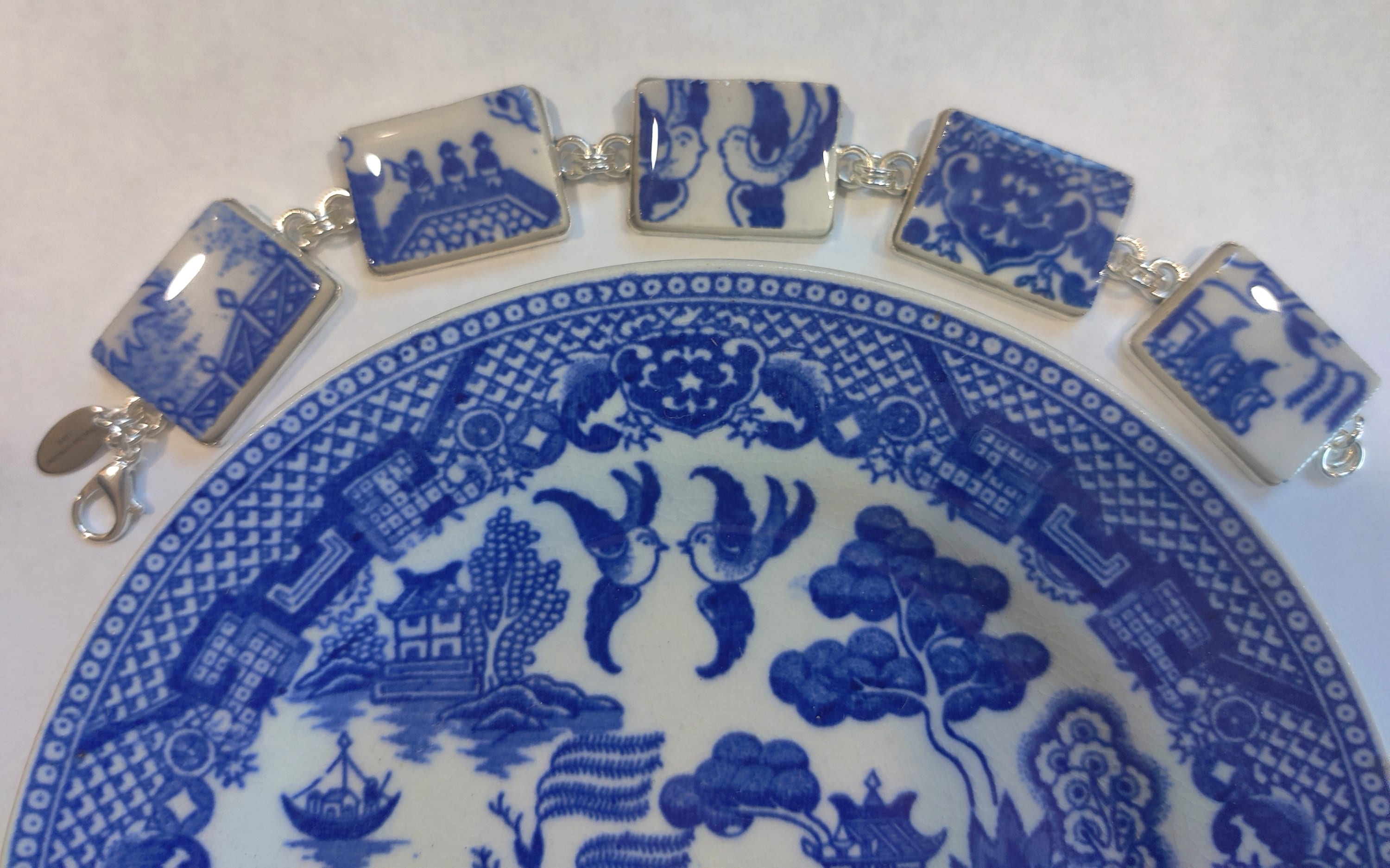 Blue Willow China Platter, Chaney Sea Glass Pottery Shard, Broken China ...