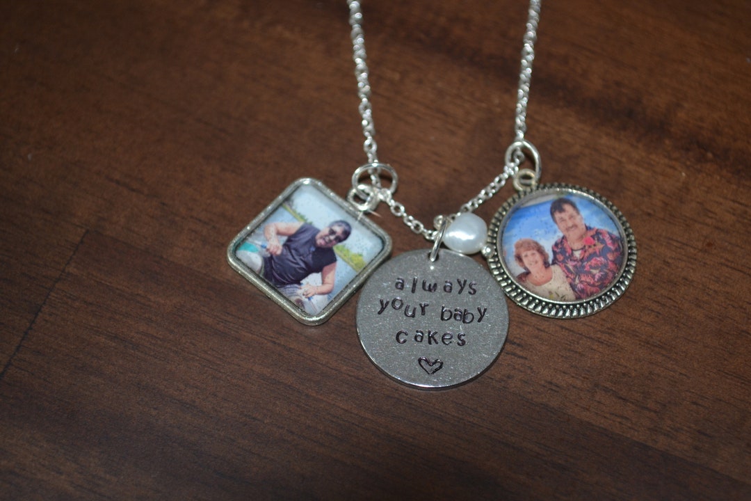 Loss of Spouse, Mourning Gift, Photo Charms, Silver Disc Necklace, Hand ...