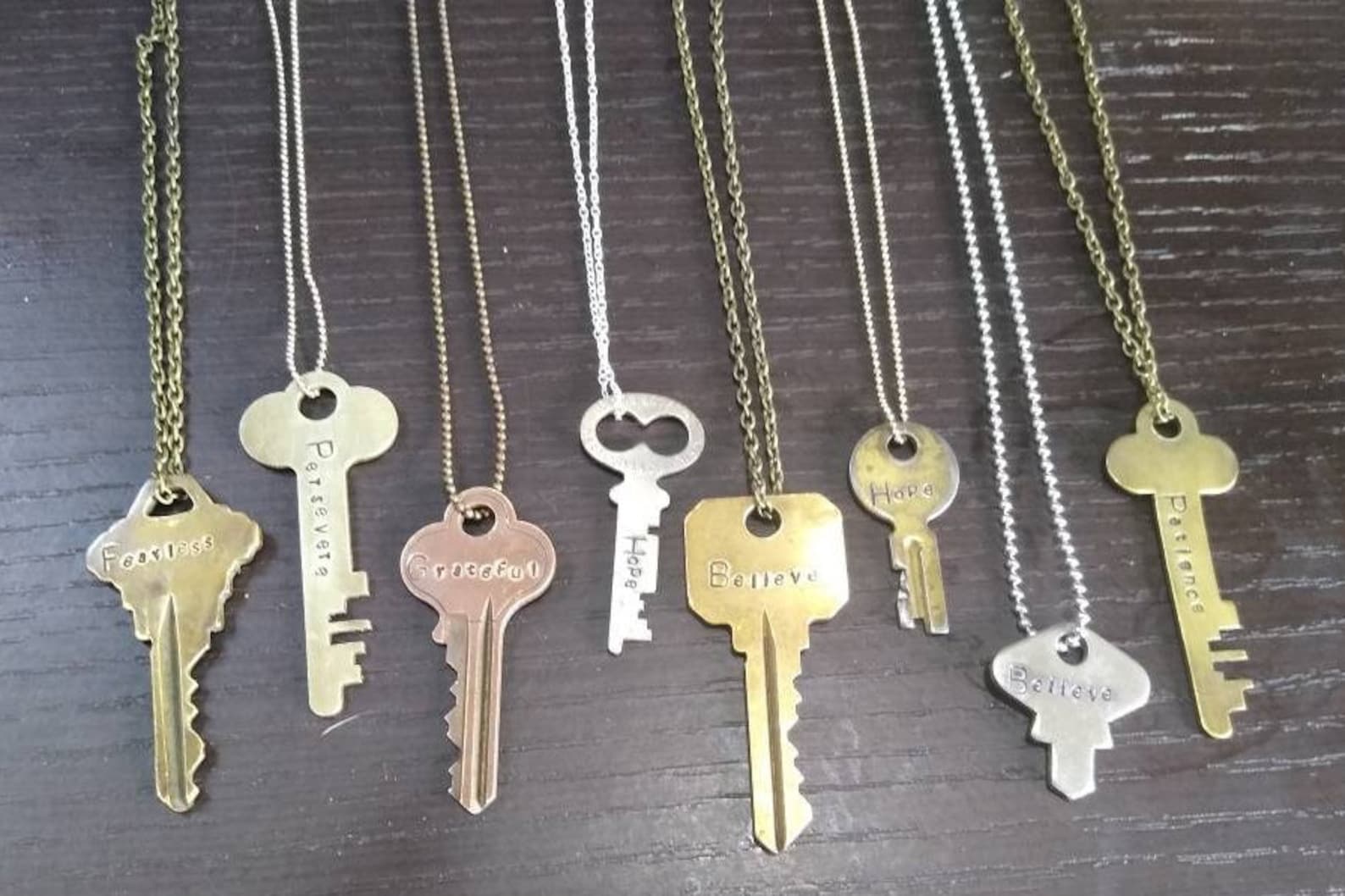 Keys Authentic Vintage Key Necklace Custom Hand Stamped - Etsy
