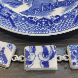 Blue Willow China Platter, Chaney Sea Glass Pottery Shard, Broken China ...