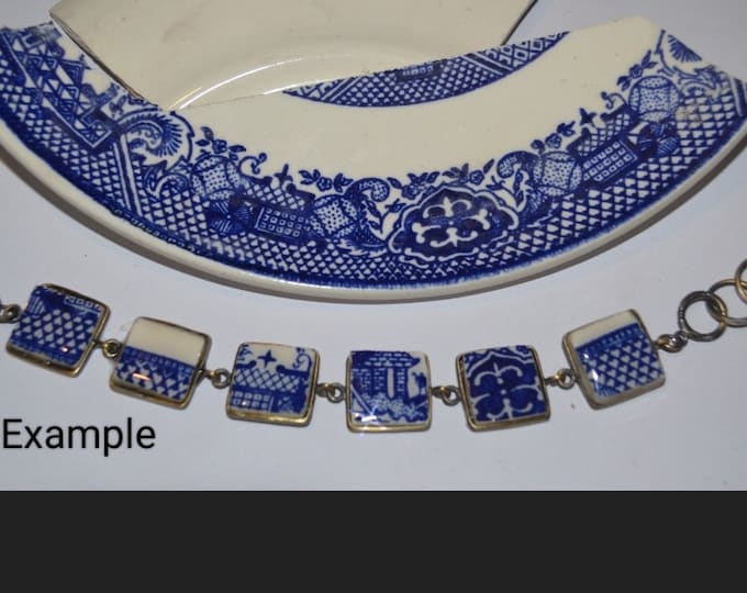 Vintage Blue & White Broken China Transferware, Tree Lover Hugger Gift ...