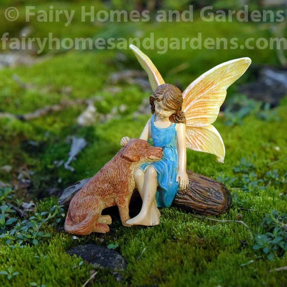 Miniature Woodland Knoll Fairy With Dog Fairy Garden Supply - Etsy