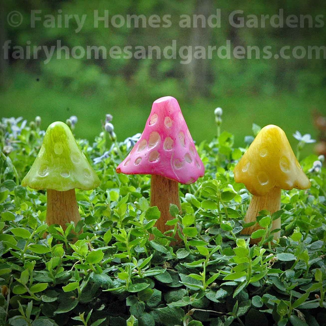 Woodland Knoll Glow in the Dark Mushrooms Set of Three - Fairy Garden ...