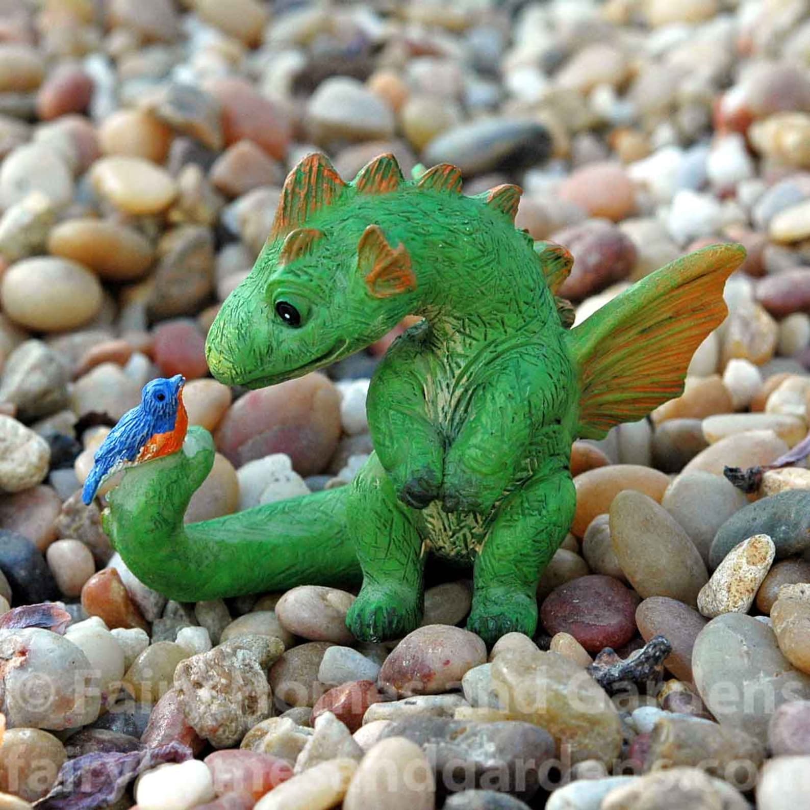 Miniature Dragon With Tiny Bluebird Figurine Woodland Knoll Fairy ...