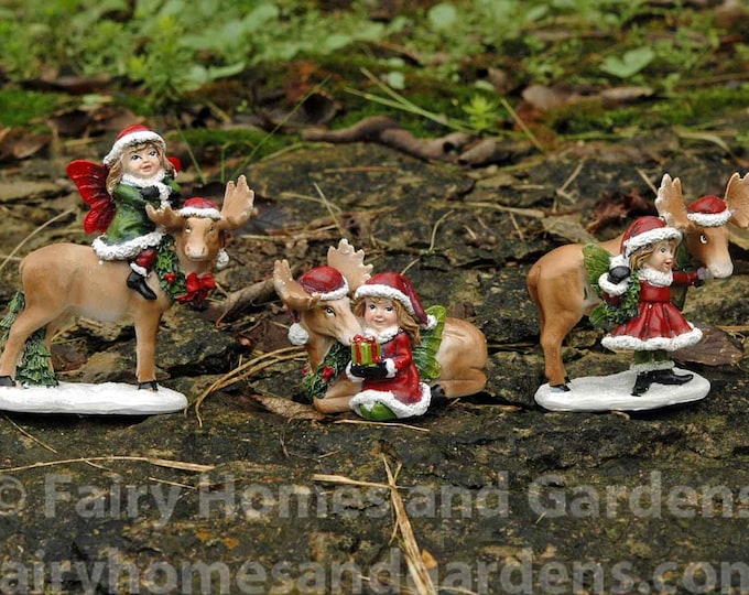 Christmas Fairies With Moose Set of Three Christmas - Etsy
