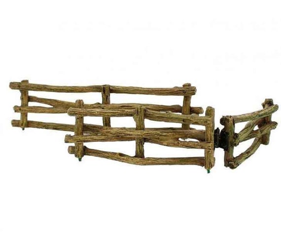 Woodland Knoll Rustic Wood Fence With Hinged Gate Miniature - Etsy