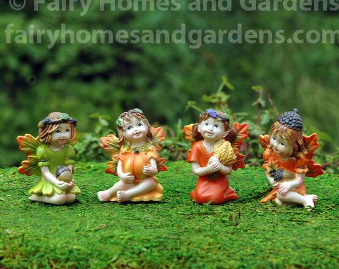 Miniature Harvest Fairies Set of Four Fall Fairy Girl - Etsy