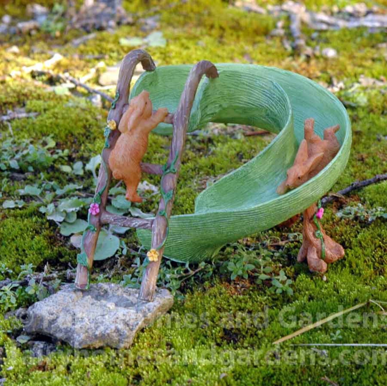 Woodland Knoll Bunny Slide Fairy Garden Supply Miniature - Etsy