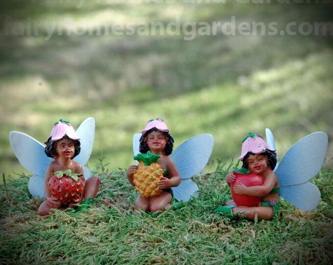 Black Orchard Fairy Figurines Set of Three Dark-skinned Fairies ...