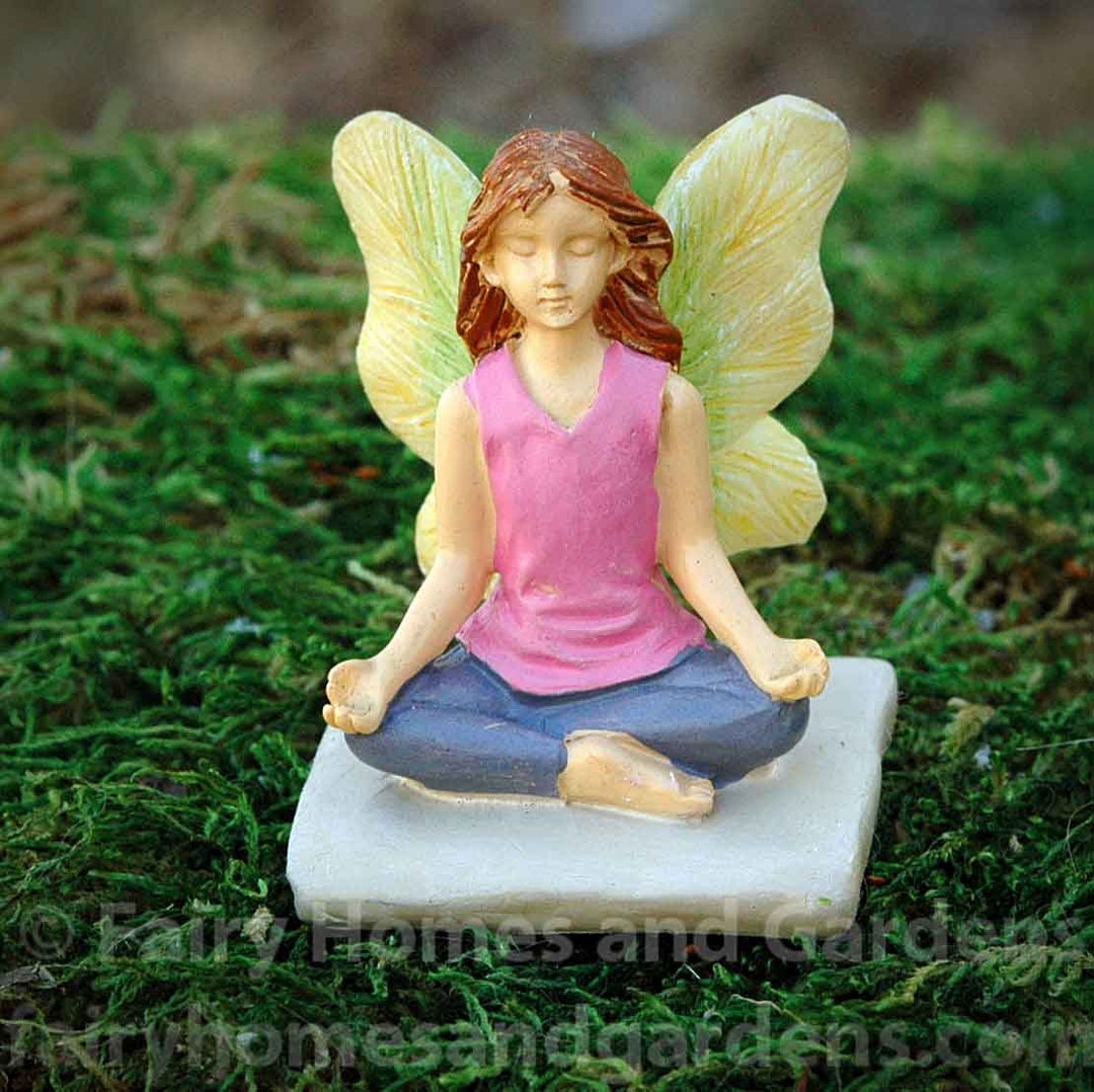 Woodland Knoll Yoga Fairy Meditating - Miniature Fairy Figurine - Fairy ...
