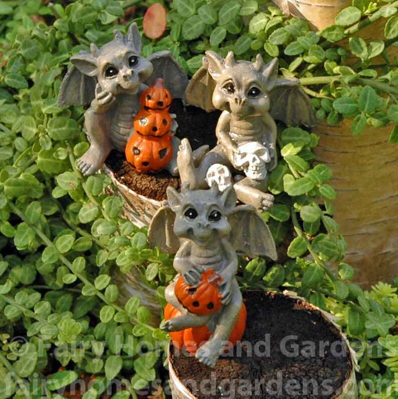 Miniature Baby Gargoyles Halloween Miniature Garden | Etsy