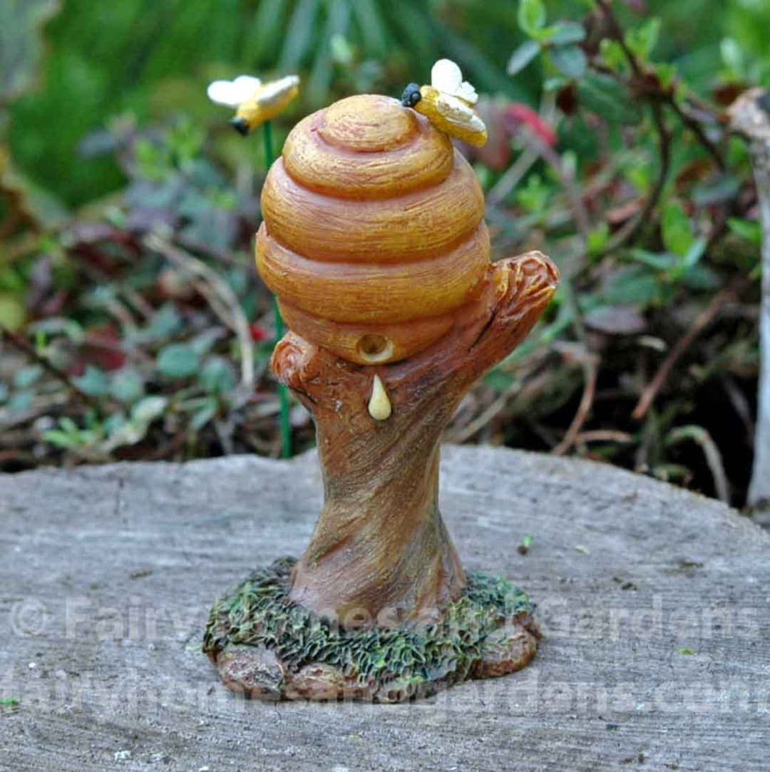 Miniature Beehive With Bees Fairy Garden Accessory - Etsy