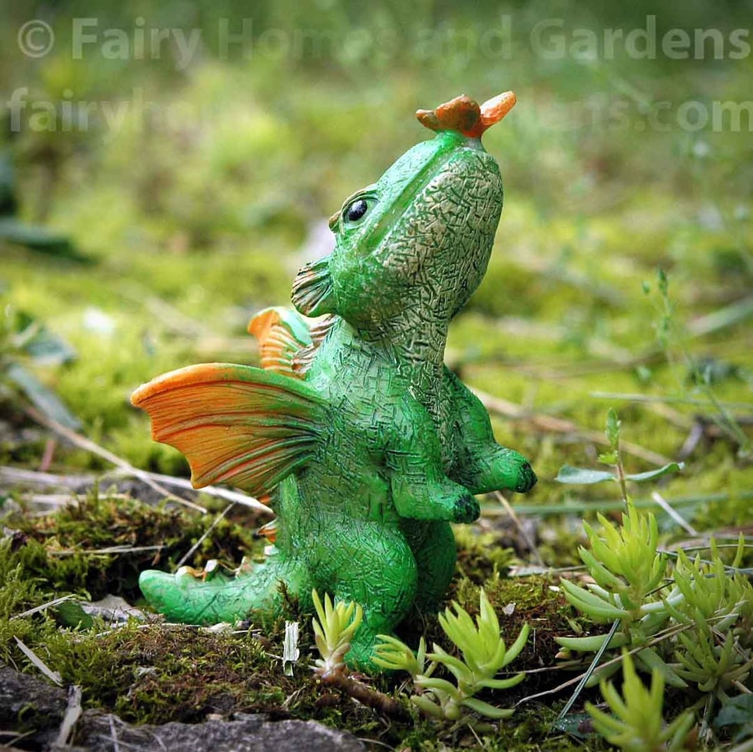 Miniature Dragon With Butterfly Figurine - Woodland Knoll Fairy Garden ...