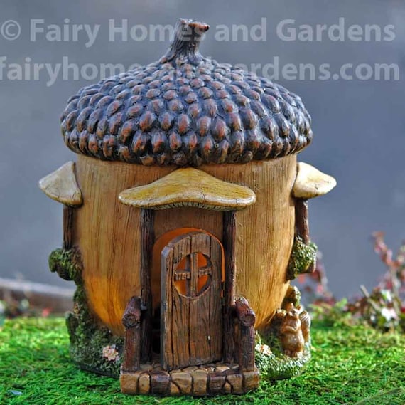 Woodland Knoll Acorn Fairy House With Hinged Front Door | Etsy
