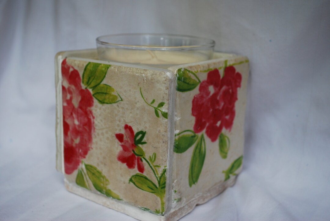 Candle Holder Pink Flower Ceramic Tile Candle Holder - Etsy