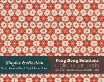 Persian Floral Quatrefoil Pattern Printable Digital Paper | Etsy