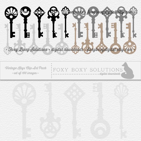 Skeleton Key Digital Clipart - Printable - Instant Download - Set of ...