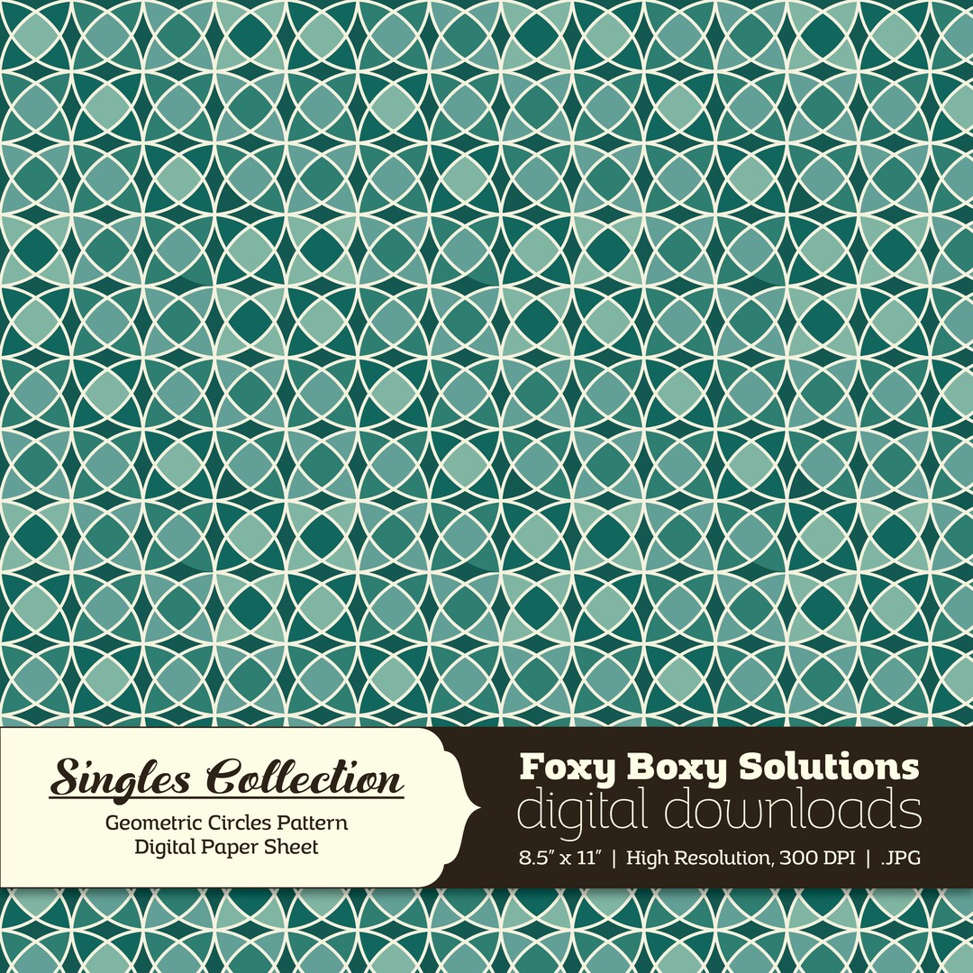 Geometric Blue Circles Pattern Printable Digital Paper - Instant ...