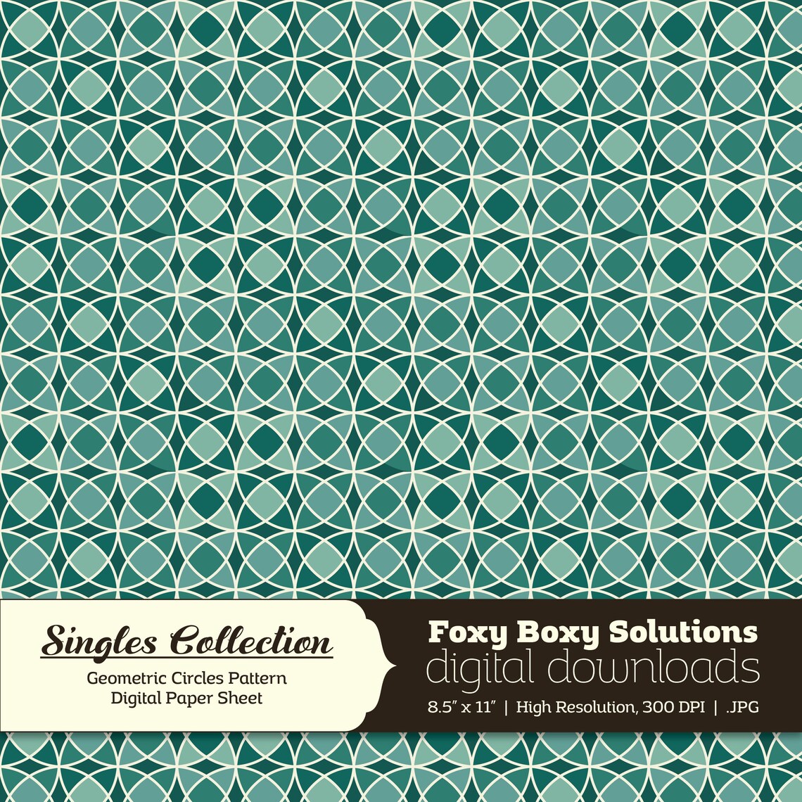 Geometric Blue Circles Pattern Printable Digital Paper - Instant ...