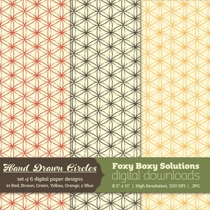 Hand Drawn Style Circle Pattern: Set of 6 Digital Papers With a Hand ...