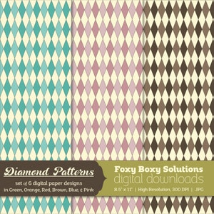 Diamond Patterns Digital Paper Pack: Set of 6 Digital Papers, Printable ...