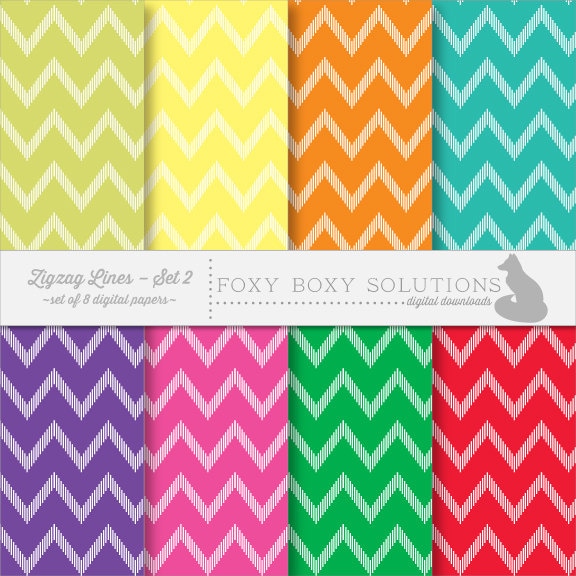 Colorful Zig Zag Chevron Pattern Instant Download Digital Paper for ...