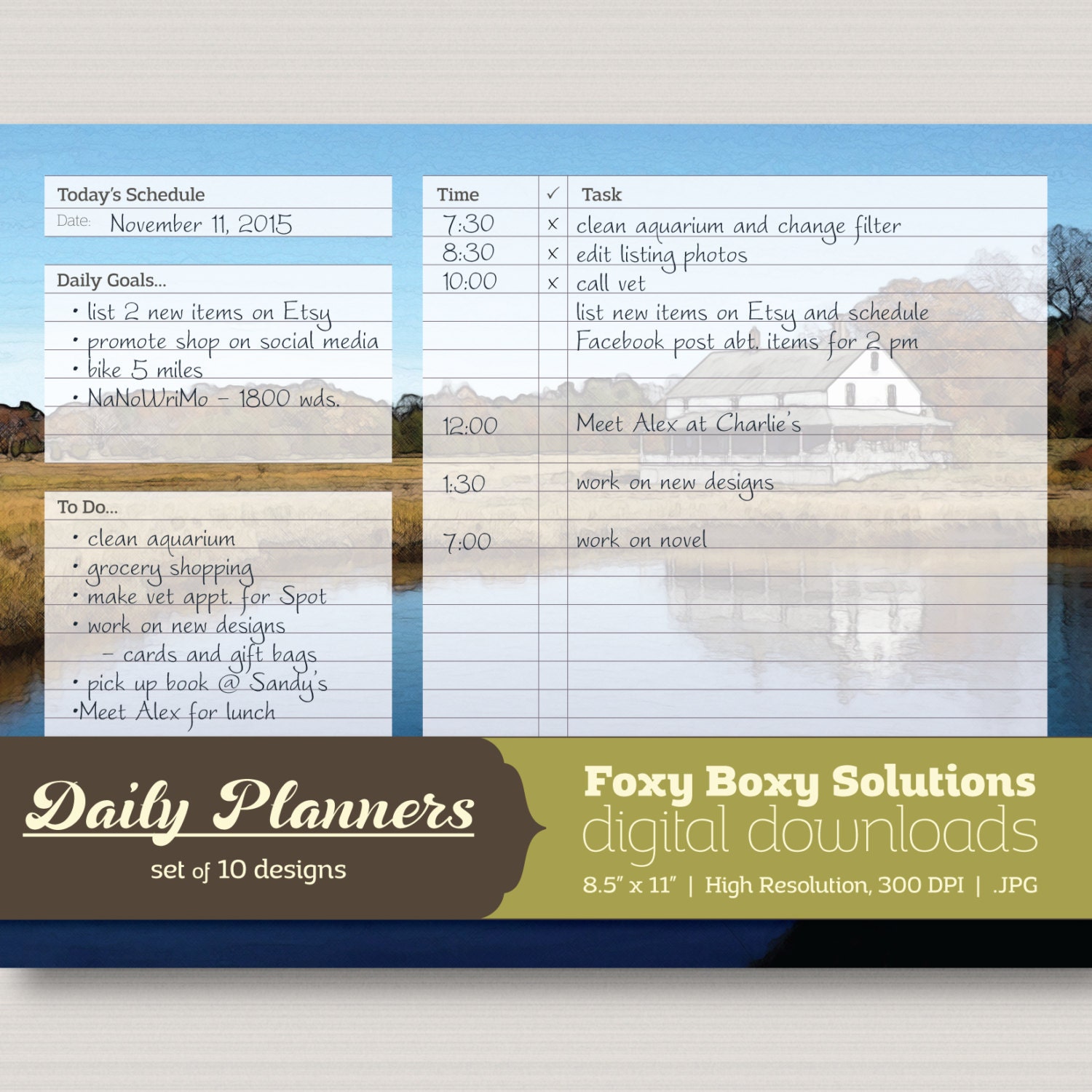 Printable Daily Planners - Set of 10 With Photo Backgrounds - 8.5 X 11 ...