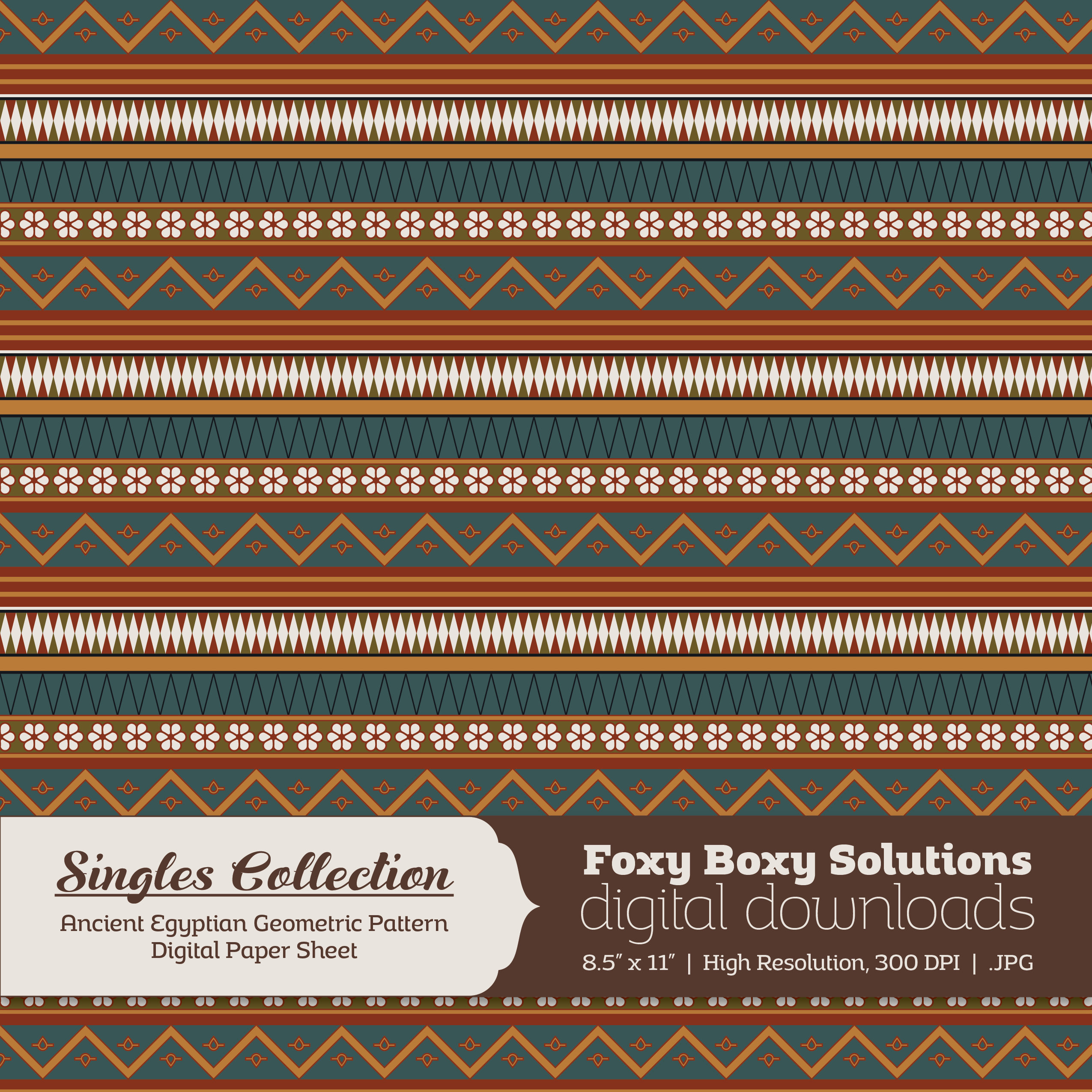 Ancient Egyptian Geometric Pattern Printable Digital Paper - Instant ...