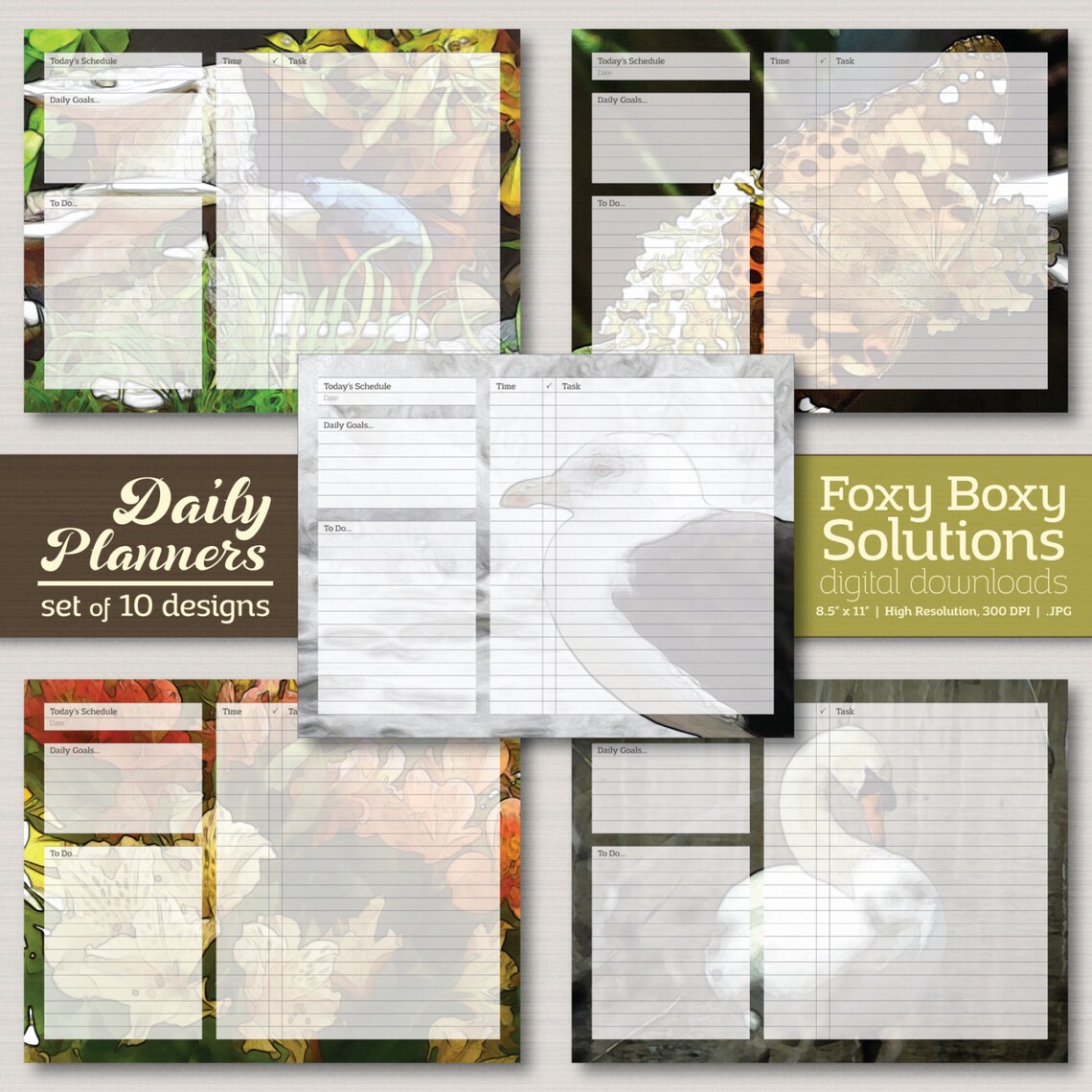 Printable Daily Planners Set of 10 With Photo Backgrounds 8.5 X 11 300 ...