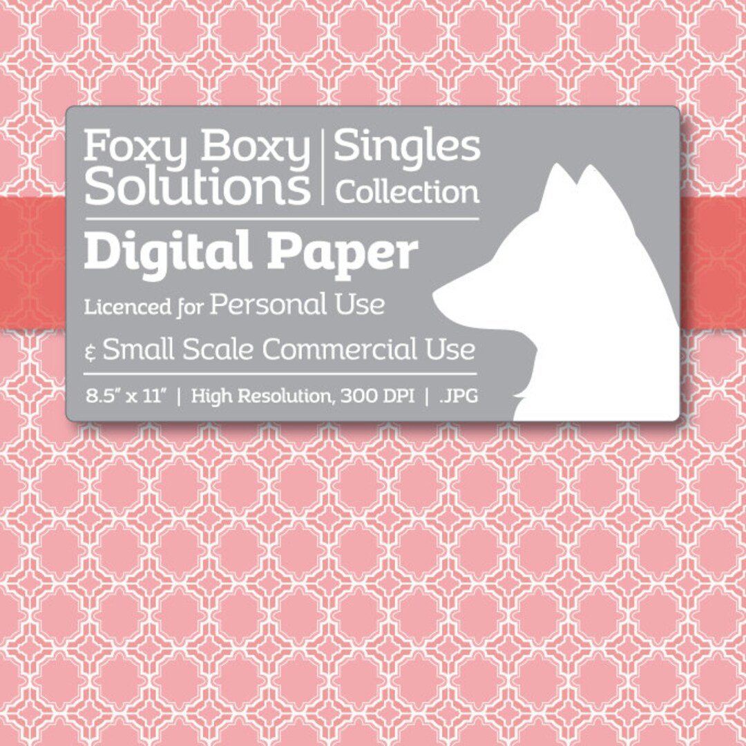 Moroccan Pattern Digital Paper - Single Sheet in Pink and Cream ...