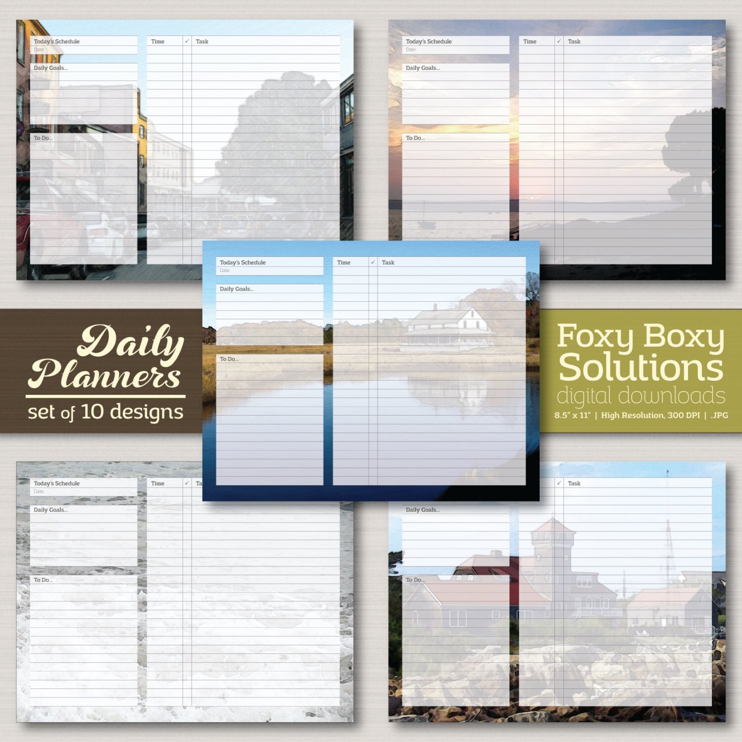 Printable Daily Planners Set of 10 With Photo Backgrounds 8.5 X 11 300 ...