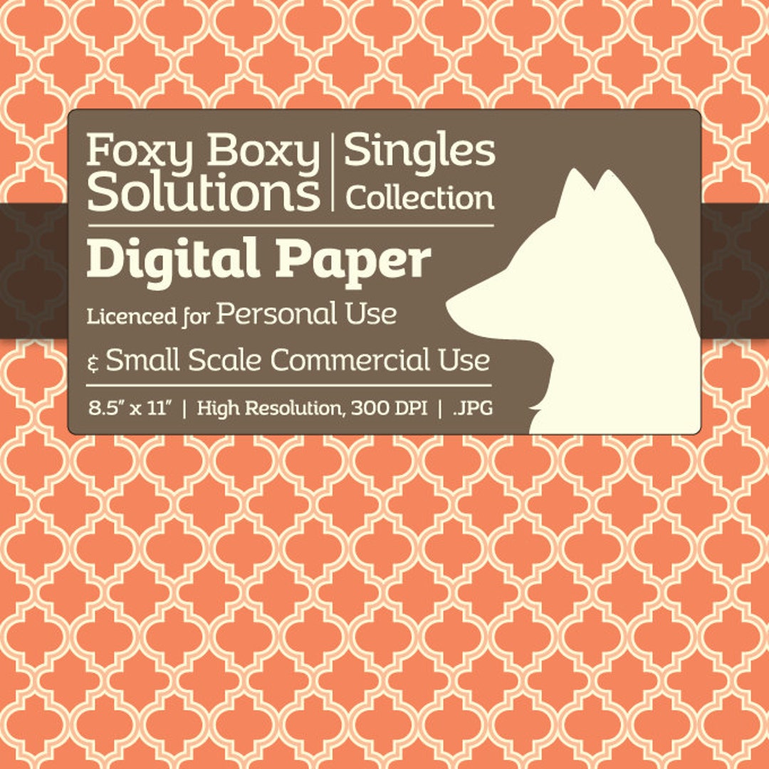 Moroccan Digital Paper - Single Sheet in Orange - Printable ...