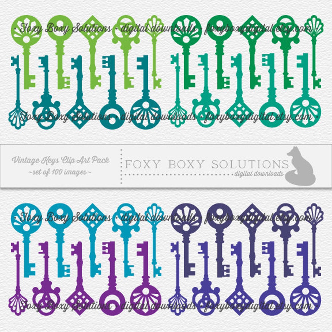 Skeleton Key Digital Clipart - Printable - Instant Download - Set of ...