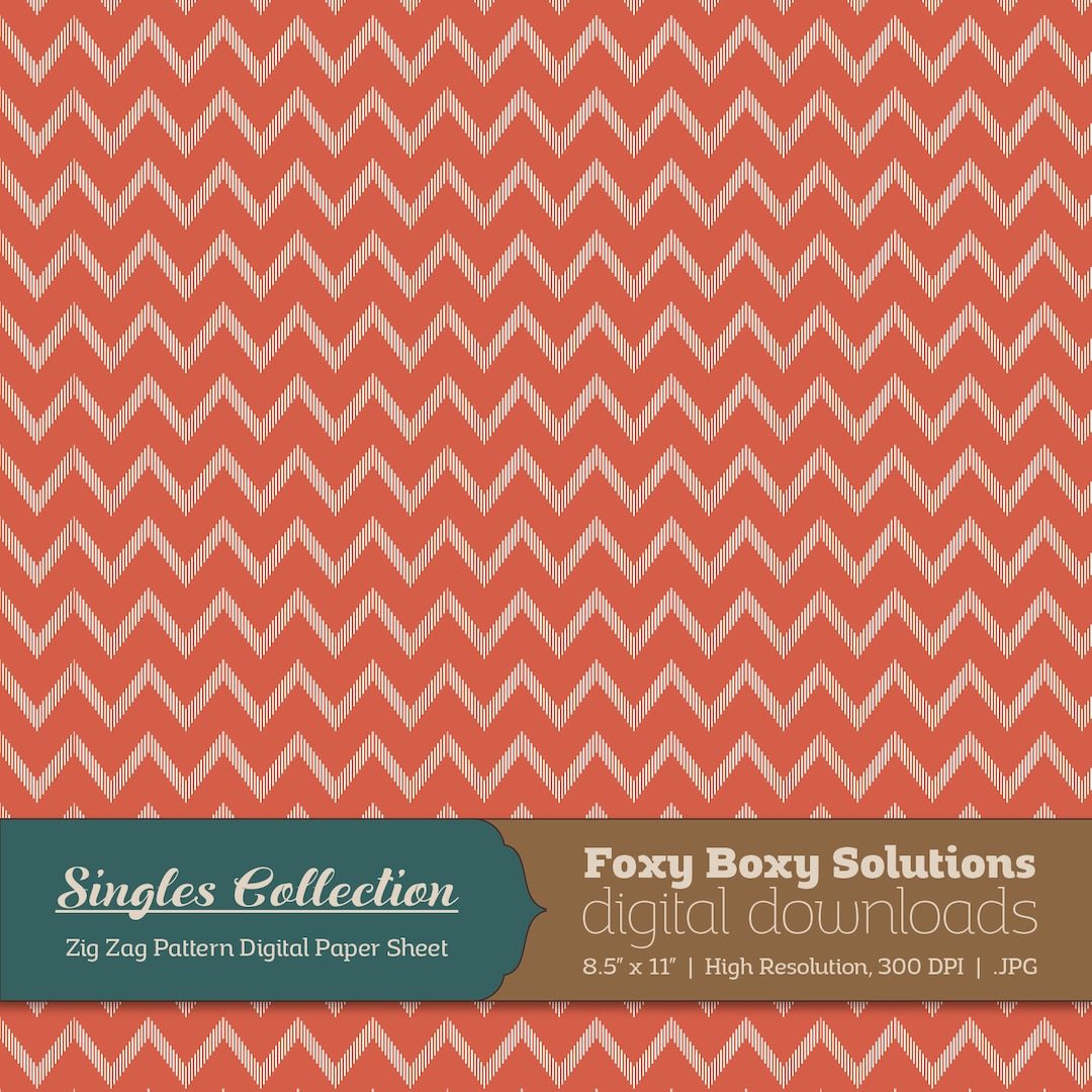 Red Zig Zag Printable Digital Paper - Instant Download Supply for ...