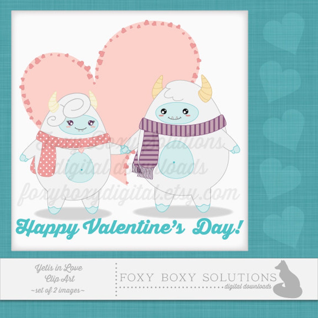 Yetis in Love: Valentine's Day Clip Art High Resolution PNG Clip Art ...
