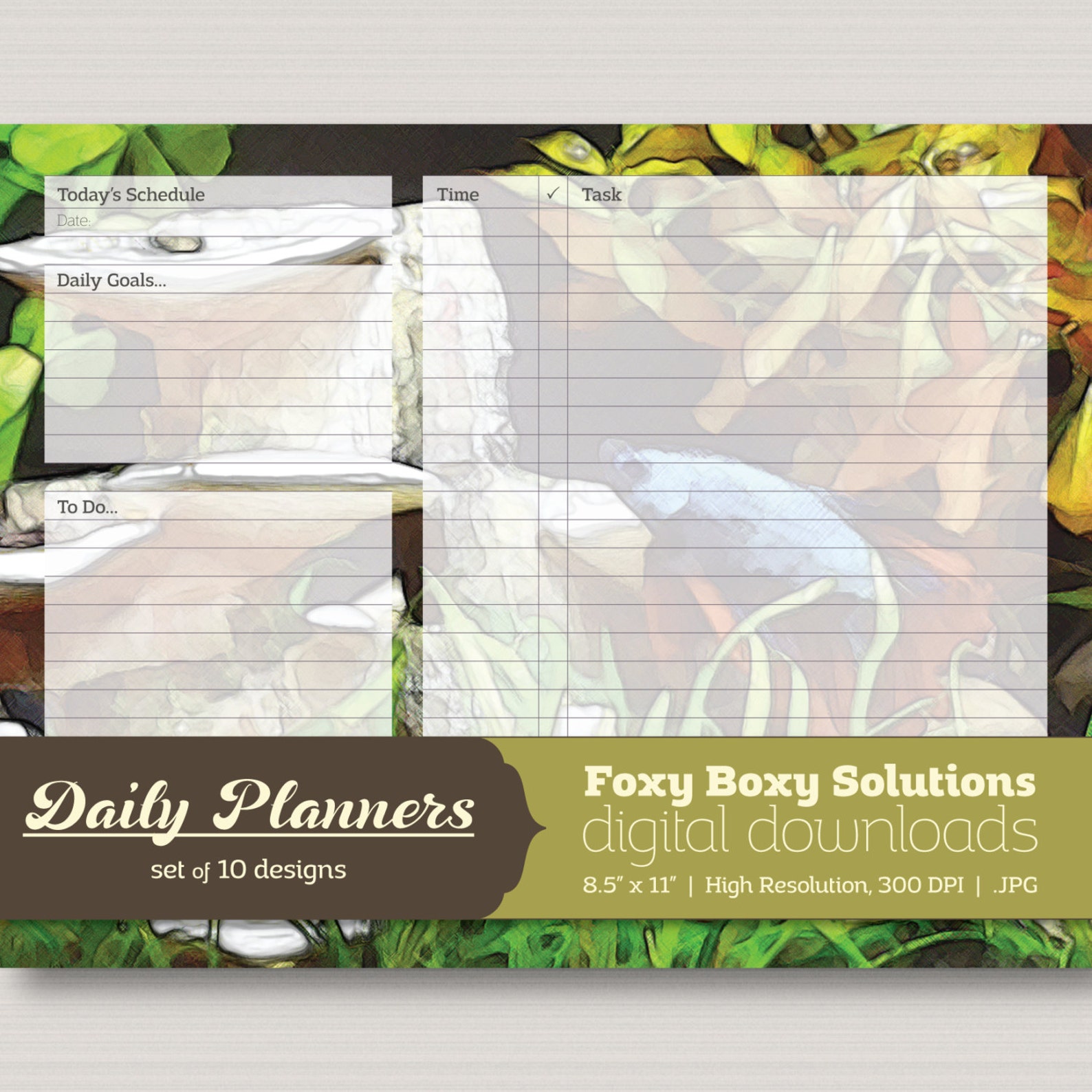 Printable Daily Planners - Set of 10 With Photo Backgrounds - 8.5 X 11 ...