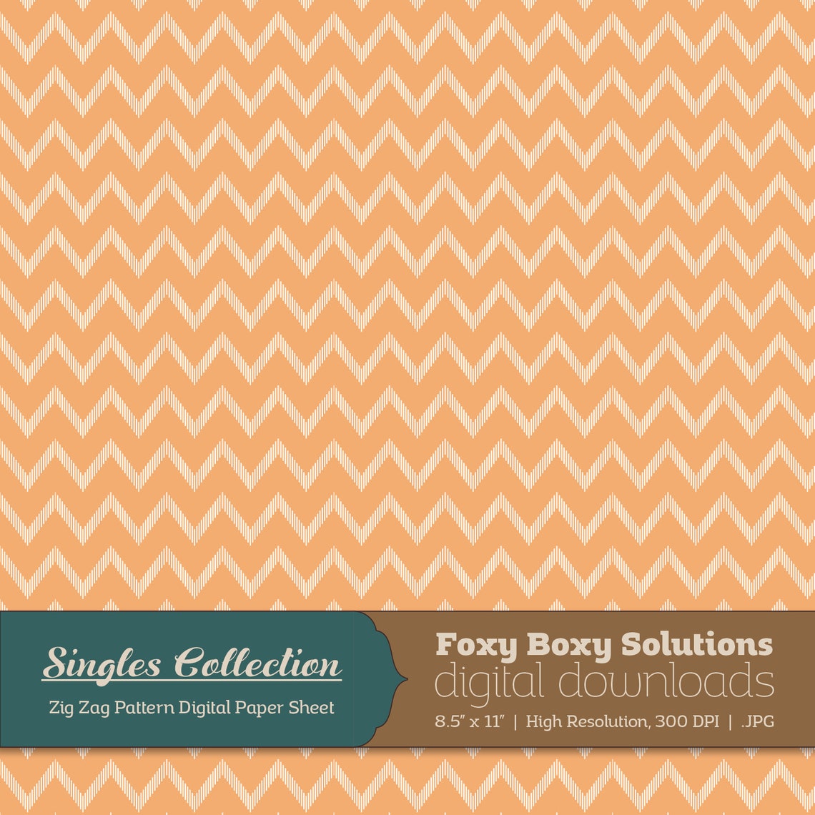Orange Zig Zag Printable Digital Paper - Instant Download Supply for ...