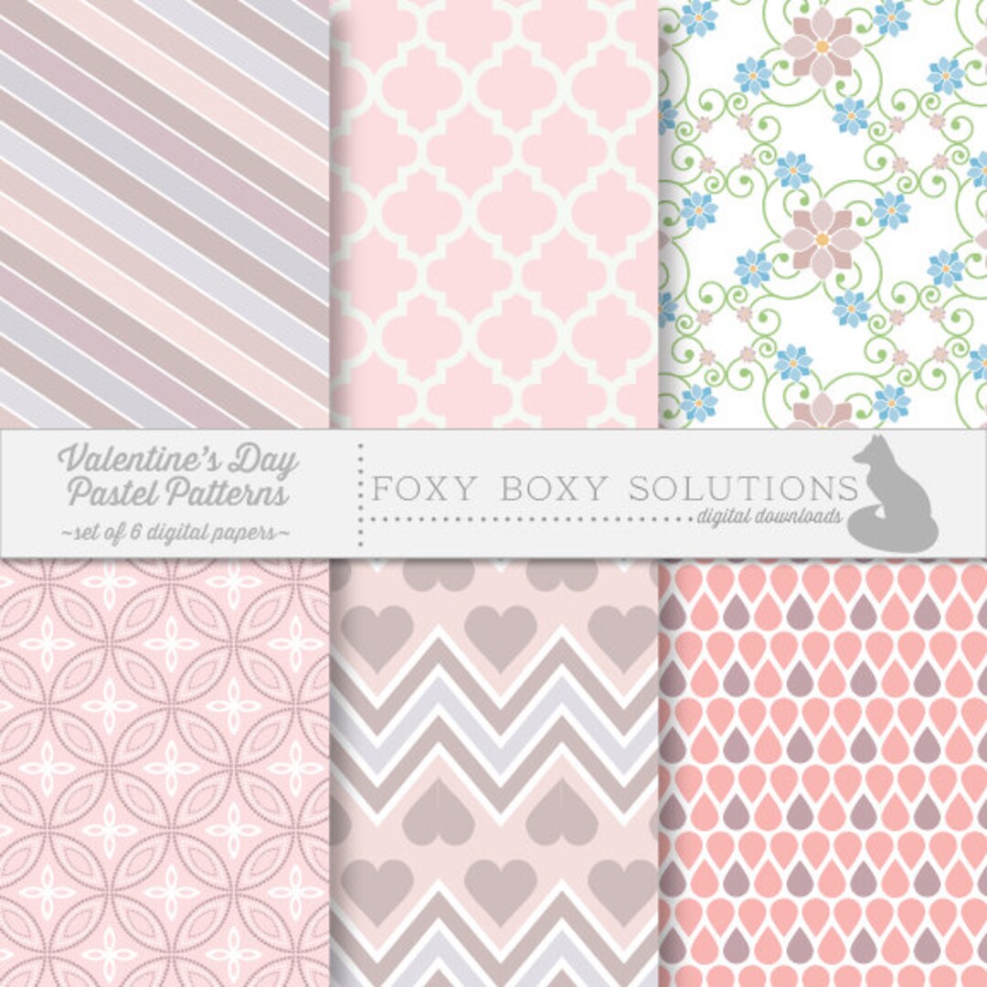 Valentine's Day Pastel Digital Download Paper Pack - Instant Download ...