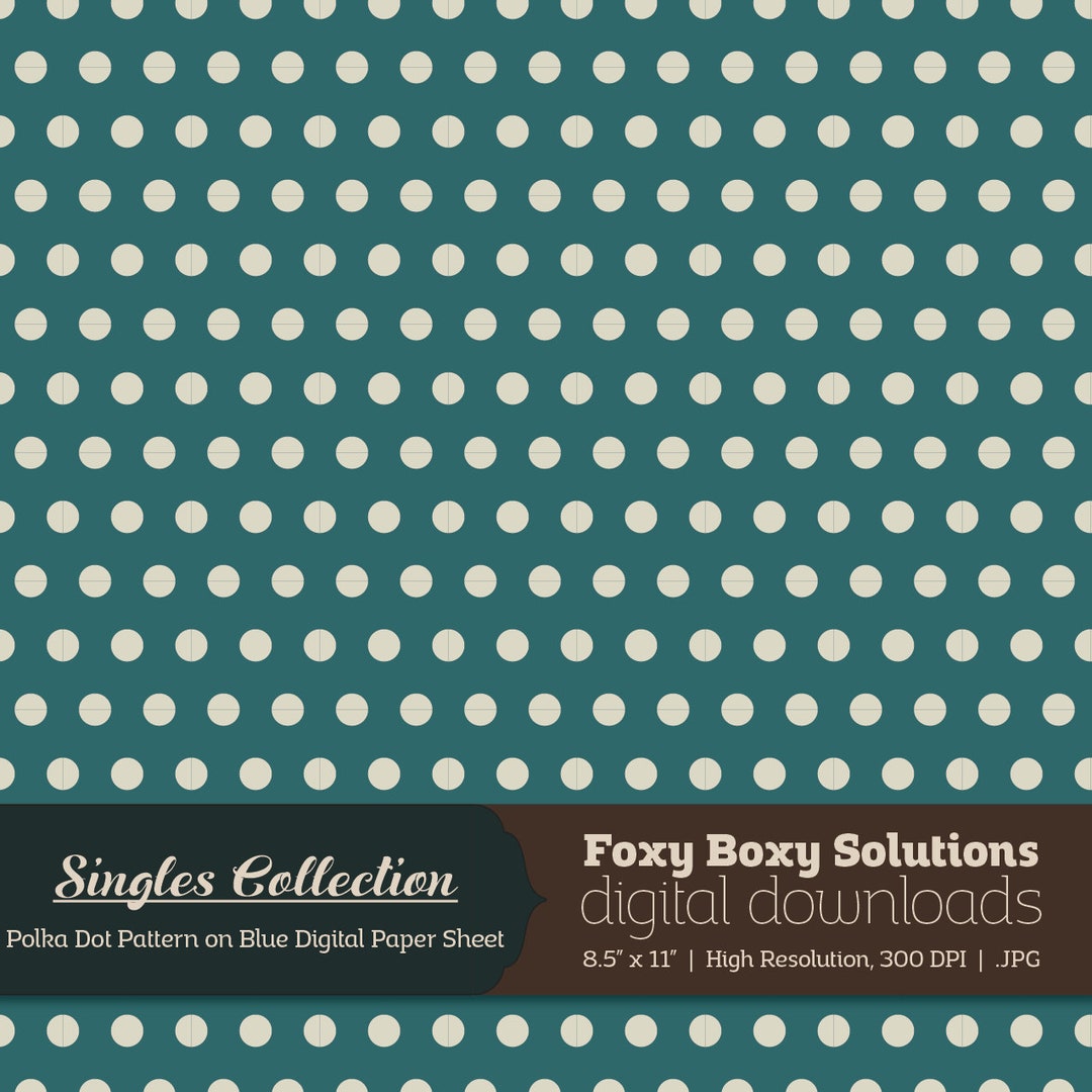 Polka Dot Pattern on Blue Printable Digital Paper - Instant Download ...