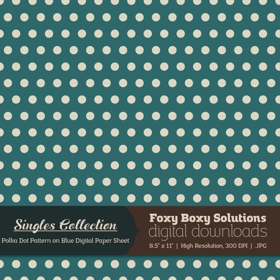 Polka Dot Pattern on Blue Printable Digital Paper Instant | Etsy