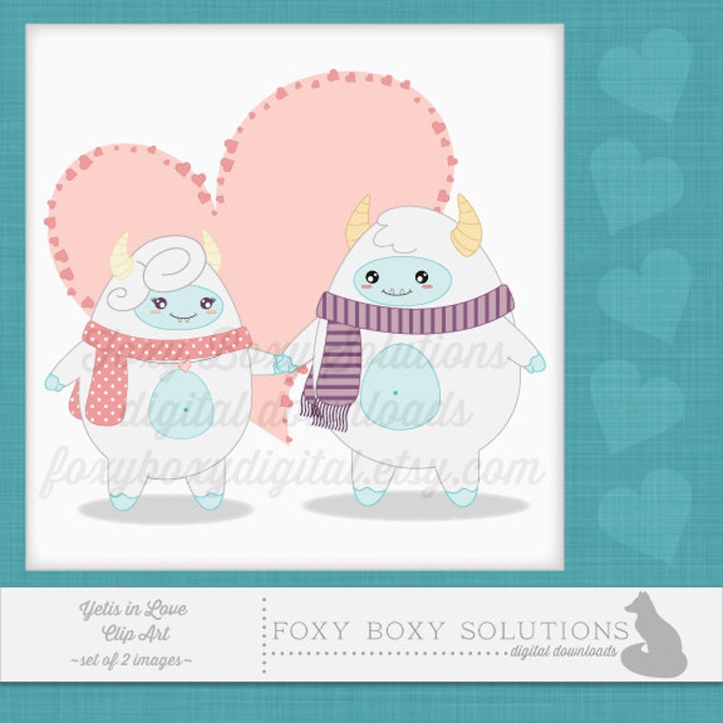 Yetis in Love: Valentine's Day Clip Art High Resolution PNG Clip Art ...